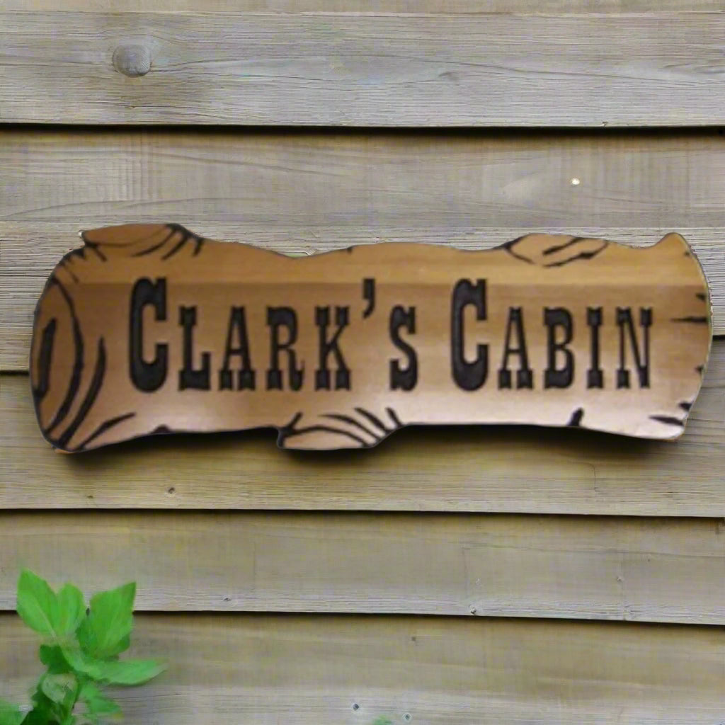 Wood Carved Log Sign Designed Just for you - ohyeafab llc